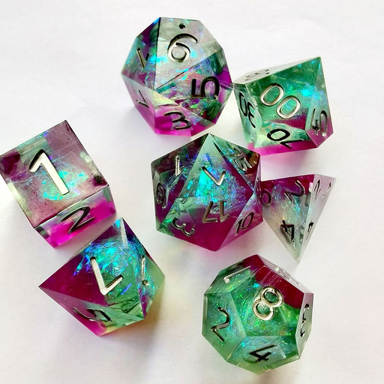 Colcolo Polyhedral with Sharp Lightwheigt 7-8 D10 D% D12 D20 Set for Conscious Role Playing