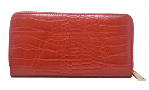 bebe Evelyn Croco Zip Around Cherry Red w/Gift Box