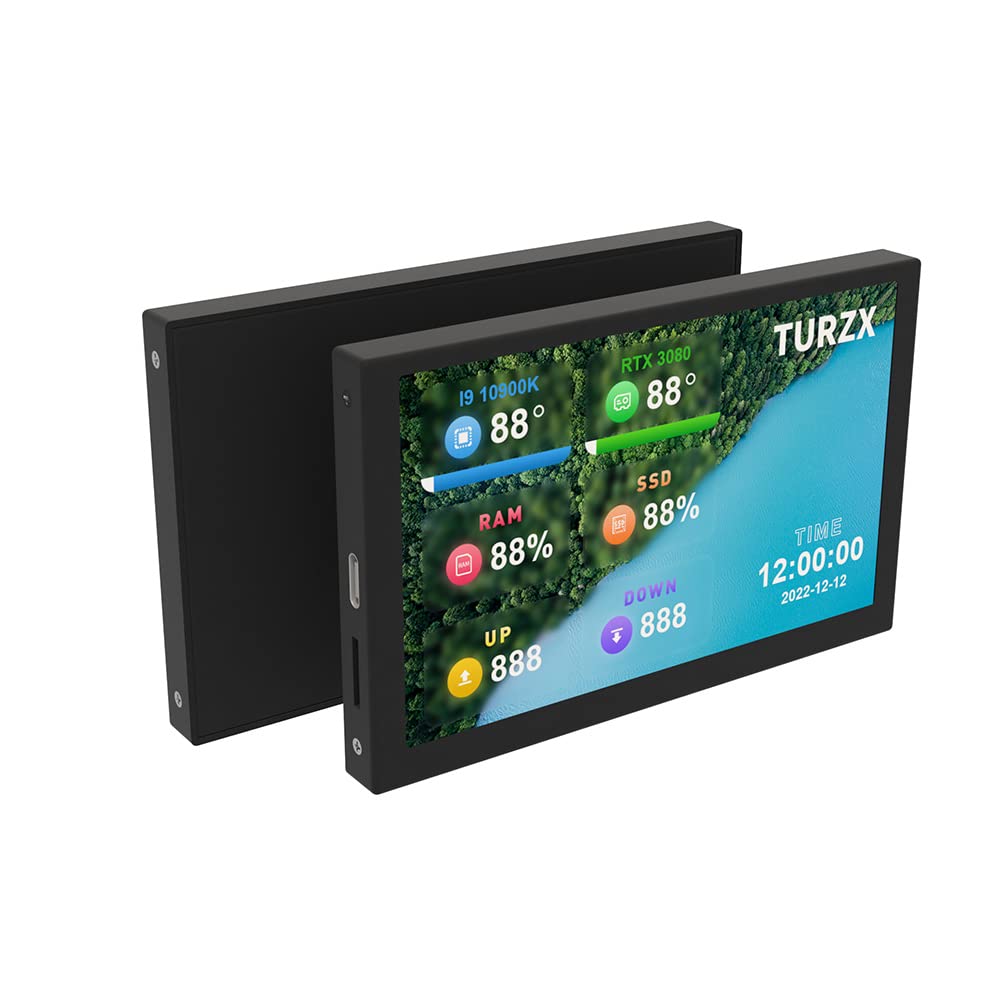 5 inch IPS USB Mini Screen PC CPU RAM HDD Data Monitor Computer Temperature Display Type-C Sub Screen No Need for AIDA64 Black