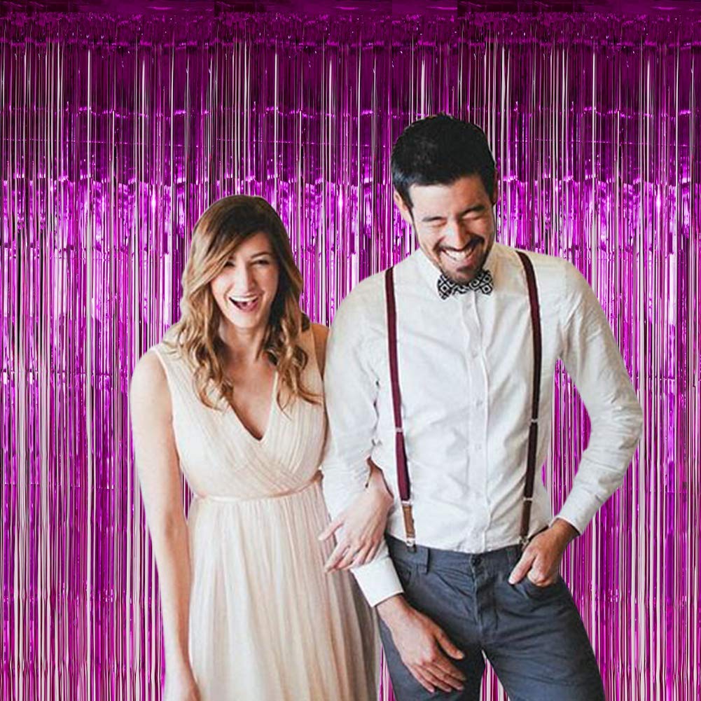 Twinkle Star 2 Pack Photo Booth Backdrop 3FT x 8FT Metallic Tinsel Foil Fringe Curtains Environmental Background Streamers for Birthday Wedding Party Christmas Decorations