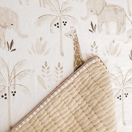 Crane Baby Soft Cotton Crib Mattress Sheet, Fitted Sheet for Cribs and Toddler Beds, Safari Animal, 28”w x 52”h x 9”d
