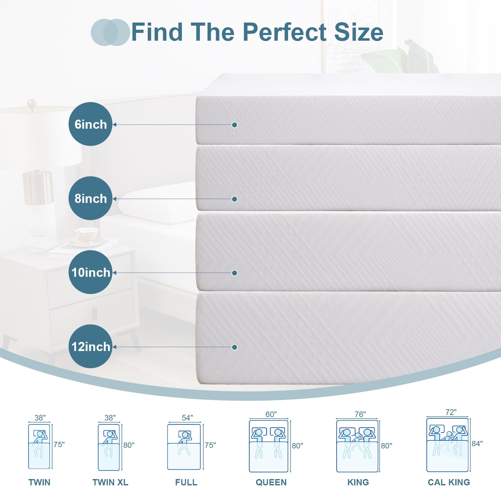 MUUEGM Full Mattress 8 Inch,Cooling Gel Green Tea Memory Foam Mattress, Mattress Full Size Size for Cool Sleep & Pressure Relief, Bed-in-a-Box,Medium Firm, CertiPUR-US Certified