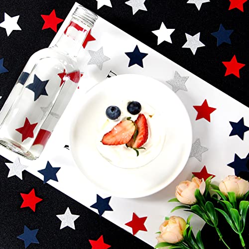 Red-White Blue-silver Patriotic-Decorations Star Confetti - 300pcs Graduation 2023 4th Fourth of July Decorations Paper Confetti Olympics Party Decor Men Boys Birthday Table Decor Panduola