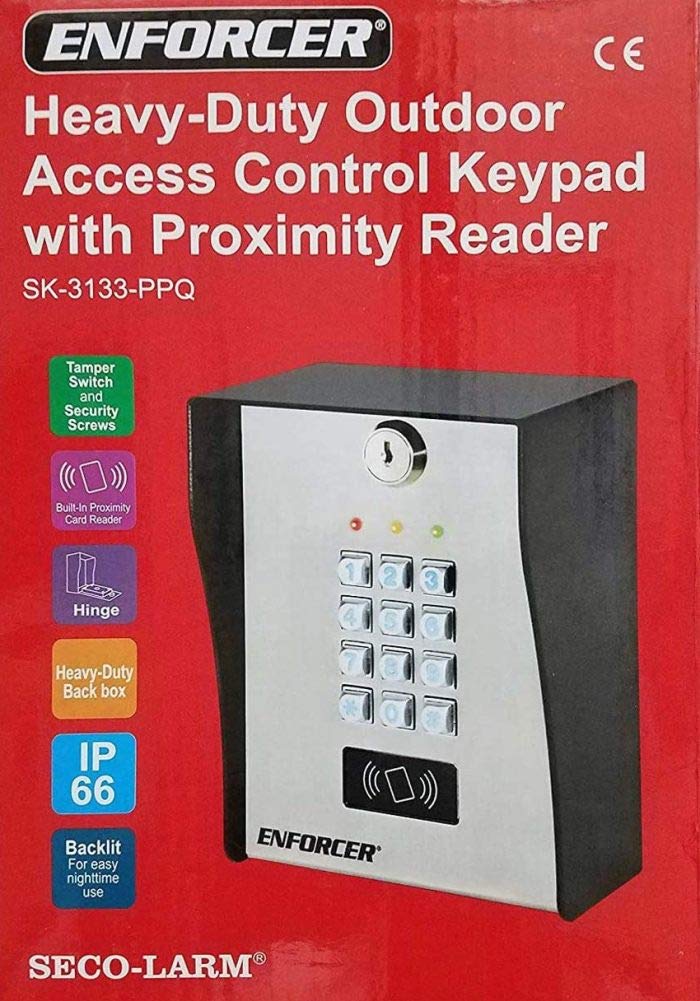 Seco-Larm SK-3133-PPQ Heavy-Duty Outdoor Access Control Keypad with Proximity Reader, Heavy-Duty Stainless-Steel Faceplate with a Coated Steel Backing, 12~24 VAC/VDC Operation, IP66 Weatherproof