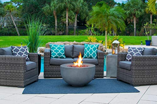 AKOYA Outdoor Essentials 30" Fiber Concrete Outdoor Propane Gas Fire Pit Table Bowl in Gray