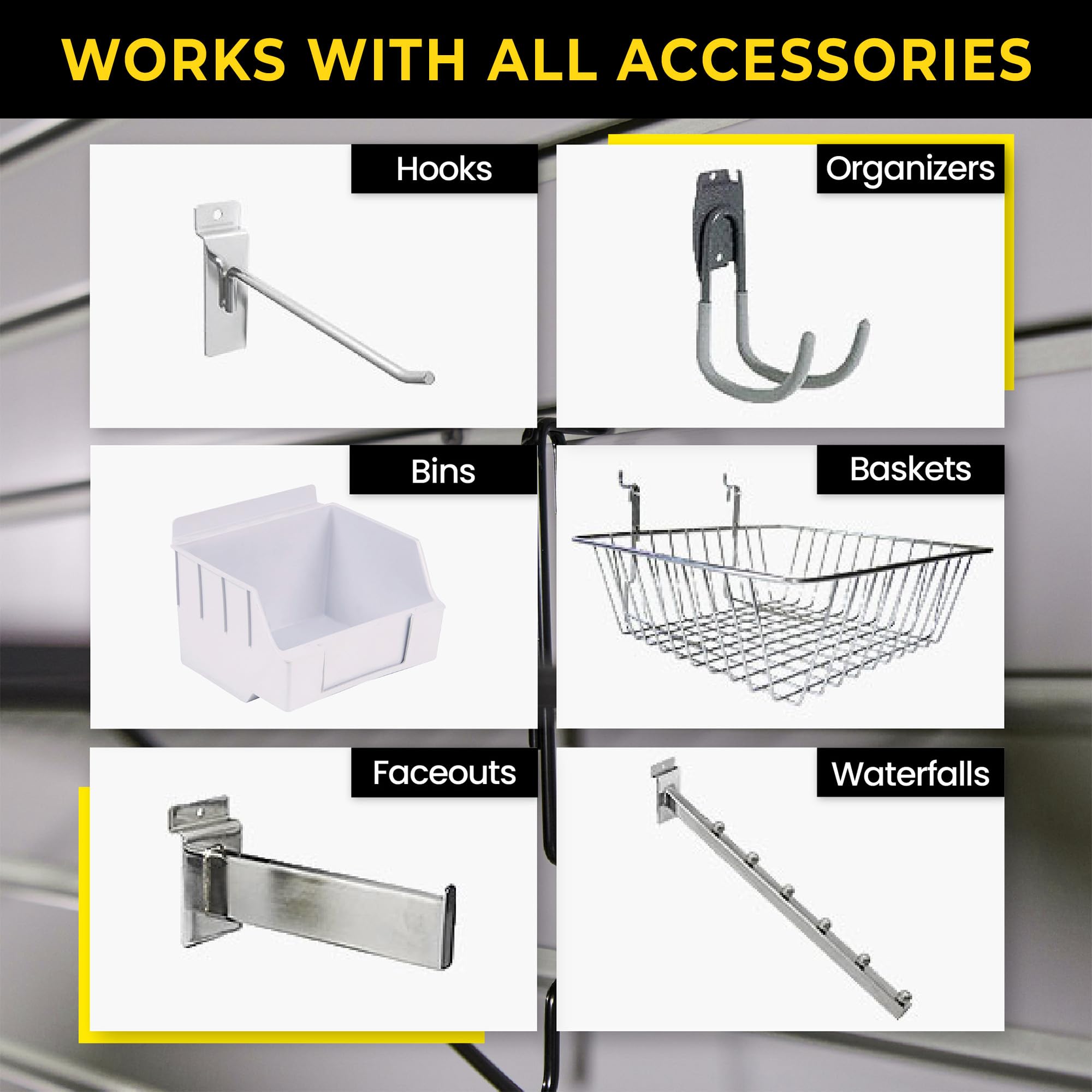 4'H x 8'W Slatwall Panel Garage Wall Organizer: Heavy Duty Wall Mounted PVC Wall Rack, Interlocking Slat Wall Paneling for Garage Wall Storage, Slatwall Board or Slatwall Shelves System - White