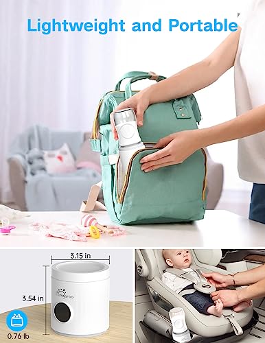 Bottle Warmer, Portable Bottle Warmer for Travel with 4 Adapters, LED Real-time Display & Rechargeable & Precise Temperature Control Travel Bottle Warmer for All Bottles for Breastmilk & Formula