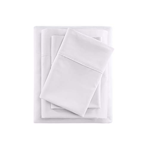 Beautyrest BR 600 TC Cooling Cotton Blend Solid Sheet 16 Inch Deep Pocket Hypoallergenic, All Season, Soft Bedding-Set, Matching Pillow Case, King, White 4 Piece,BR20-0988
