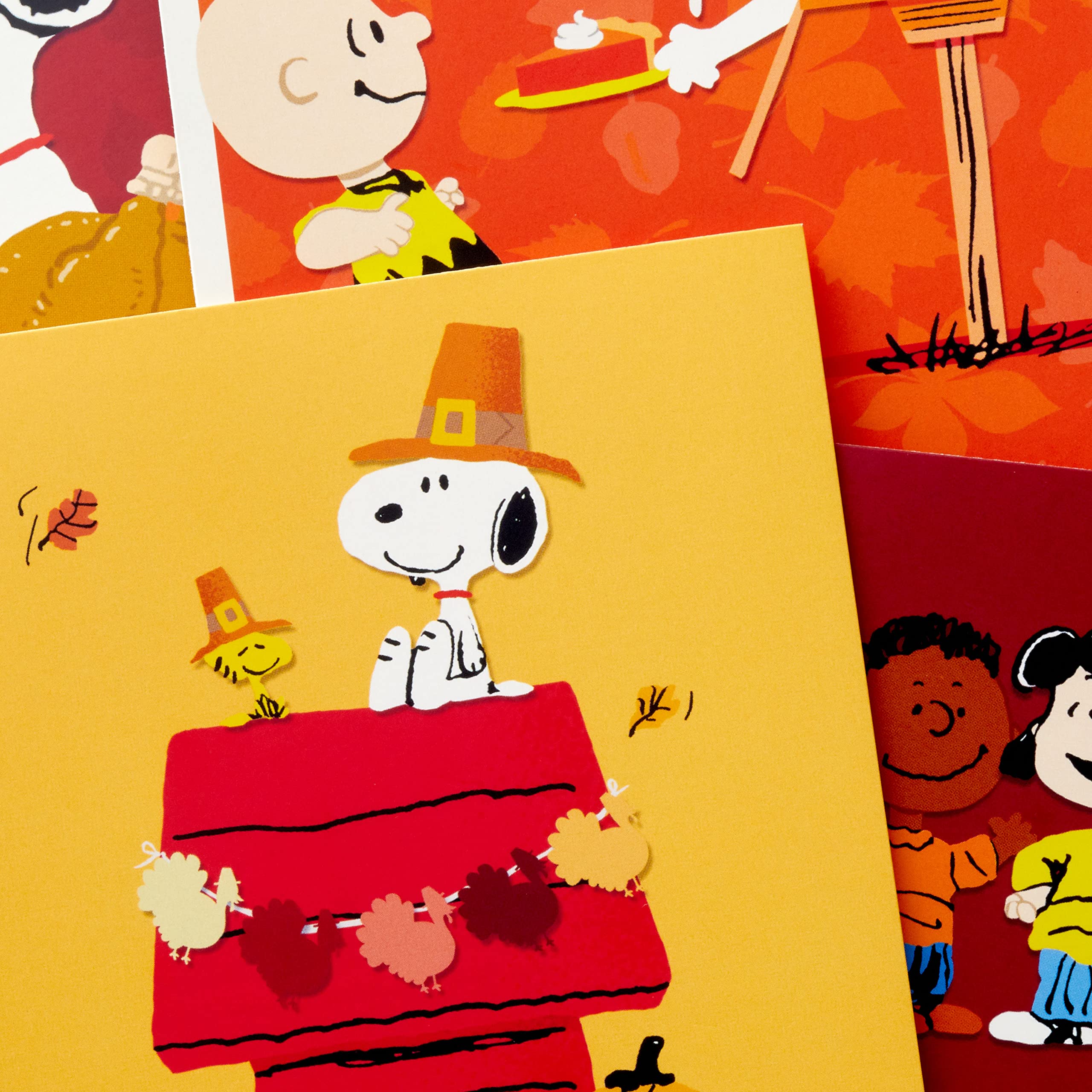 Hallmark Peanuts Thanksgiving Cards Assortment, Snoopy and Friends (16 Assorted Cards with Envelopes)