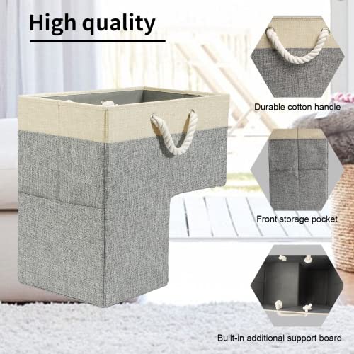 AmzFan Stairs Basket with Handle, Stair Baskets for Carpeted Stairs and Wooden Stairs, 16’’ Large Cotton Foldable Staircase Basket, Stair Organizer Basket Storage for Home and Office Decor