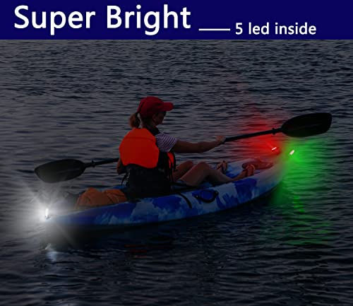 Amzonly LED Navigation Lights Kit for Boat Kayak, Stern Lights Battery operated, 4Pack Rechargeable LED Lights for Night Kayaking, Bike Tail Light, 4 Light Mode Options, 2pcs Safety Whistle included