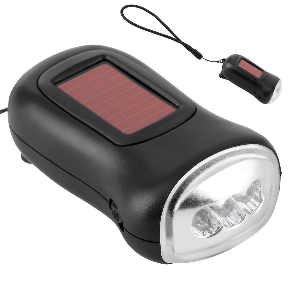 Super Bright Tactical Flashlight, Hand Crank Solar Powered Rechargeable Led Flashlight Portable Spotlight Mini Emergency Flashlight for Camping Hiking Field Survival Gear Power Outages