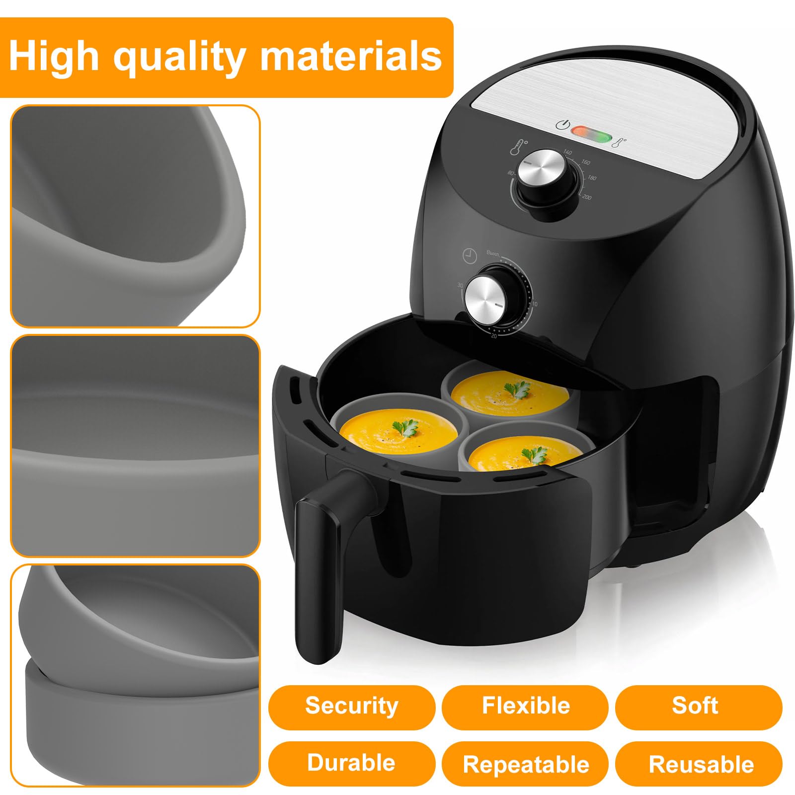 3Pcs Silicone Air Fryer Egg Mold, Reusable Nonstick Egg Bites Pan Alternative, Egg Boiler Mold Cup, BPA Free, Dishwasher Safe Poached Egg Cups for Microwave Air Fryer Stovetop Egg Cooking