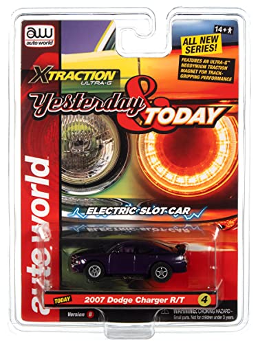 Auto World Xtraction 2007 Dodge Charger SRT8 (Plum Crazy Purple) HO Scale Slot Car