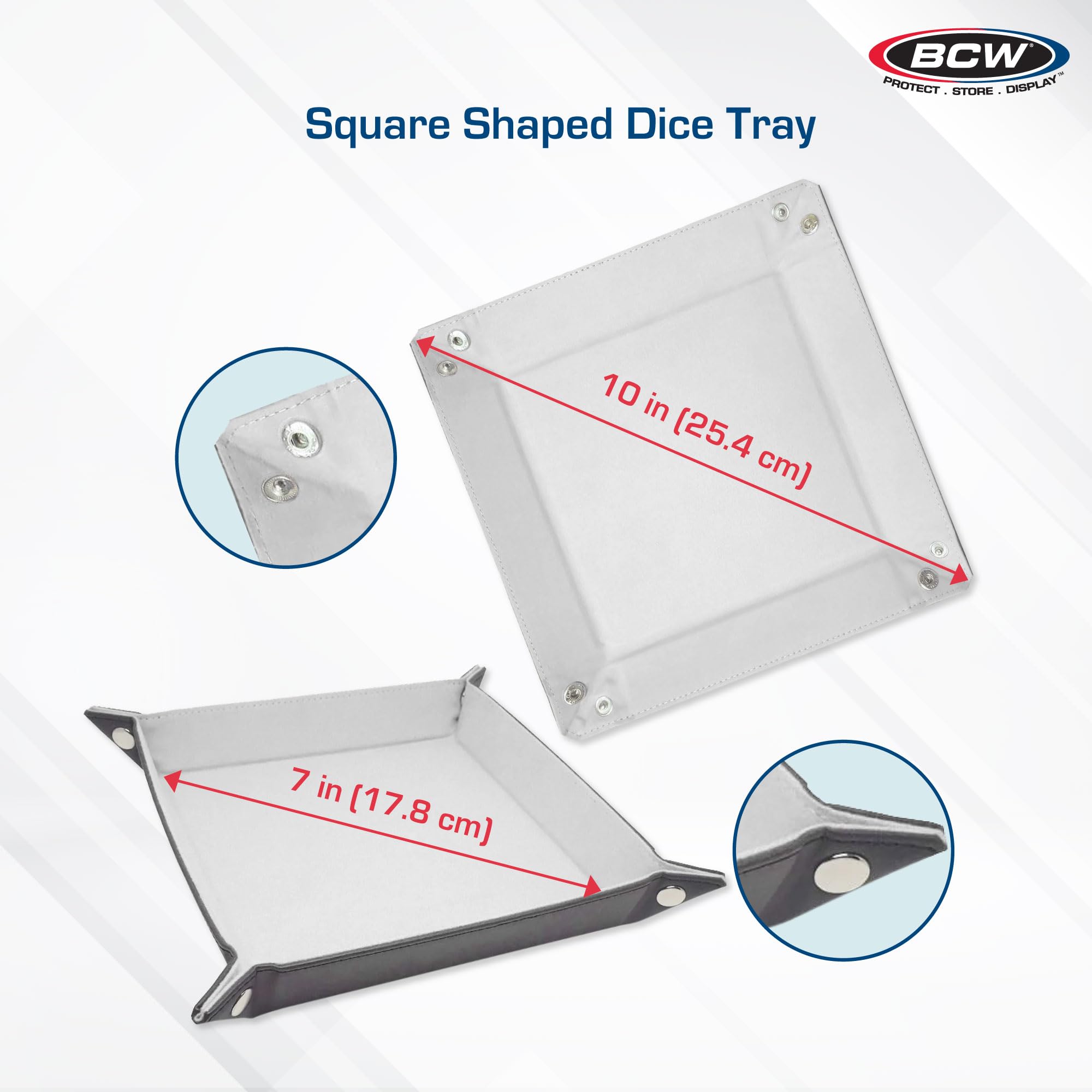 BCW Square Dice Tray - White | 7x7 Inches | Ideal for Dungeons and Dragons, Pathfinder, etc | Dice Rolling Tray Gaming Accessory for Tabletop RPGs and Board Games…