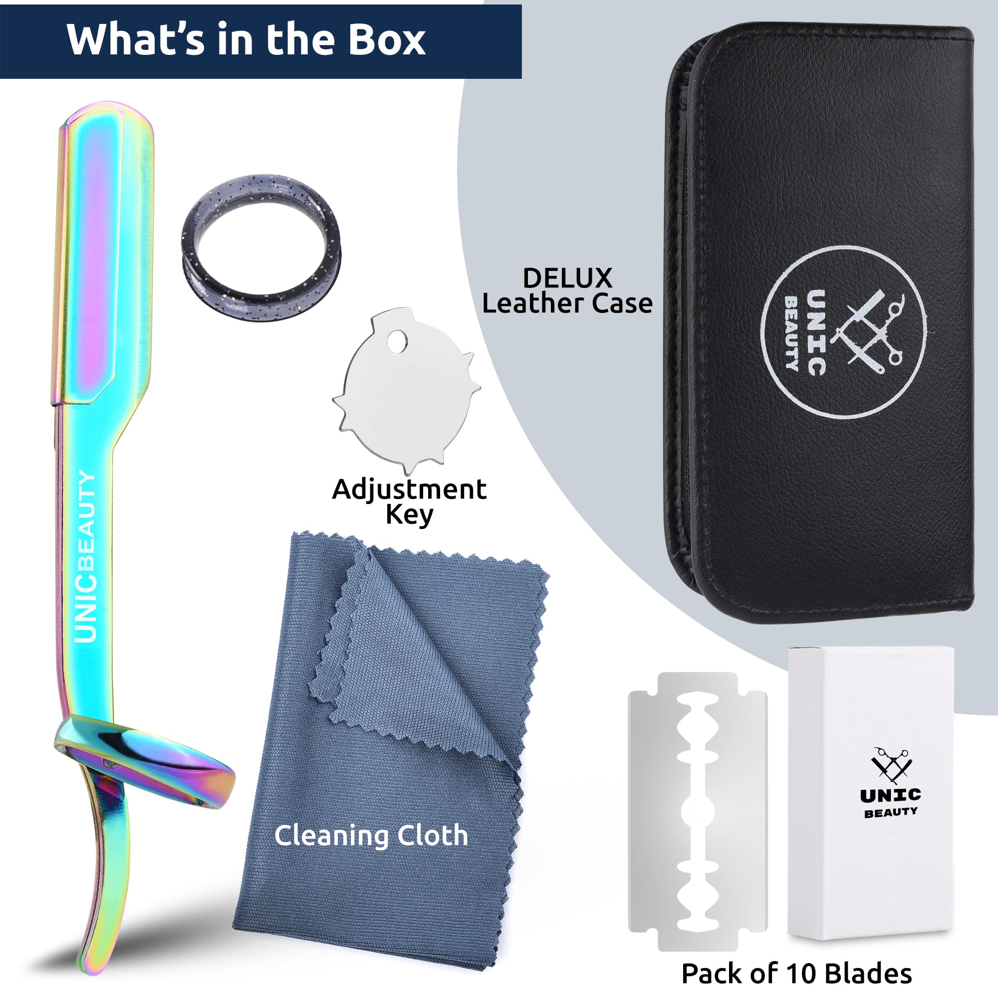 Straight Razors for Men - Professional Barber Razor for Close Shave with Premium Quality Edge, Blades Pack & Maintenance kit included with Pouch