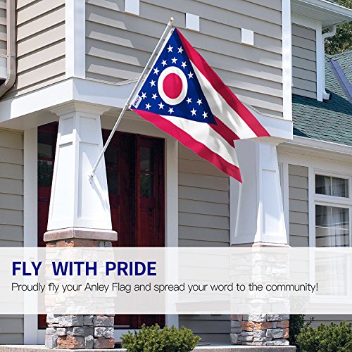 ANLEY Fly Breeze 3x5 Foot Ohio State Polyester Flag - Vivid Color and Fade Proof - Canvas Header and Double Stitched - Ohio OH State Flags with Brass Grommets 3 X 5 Ft