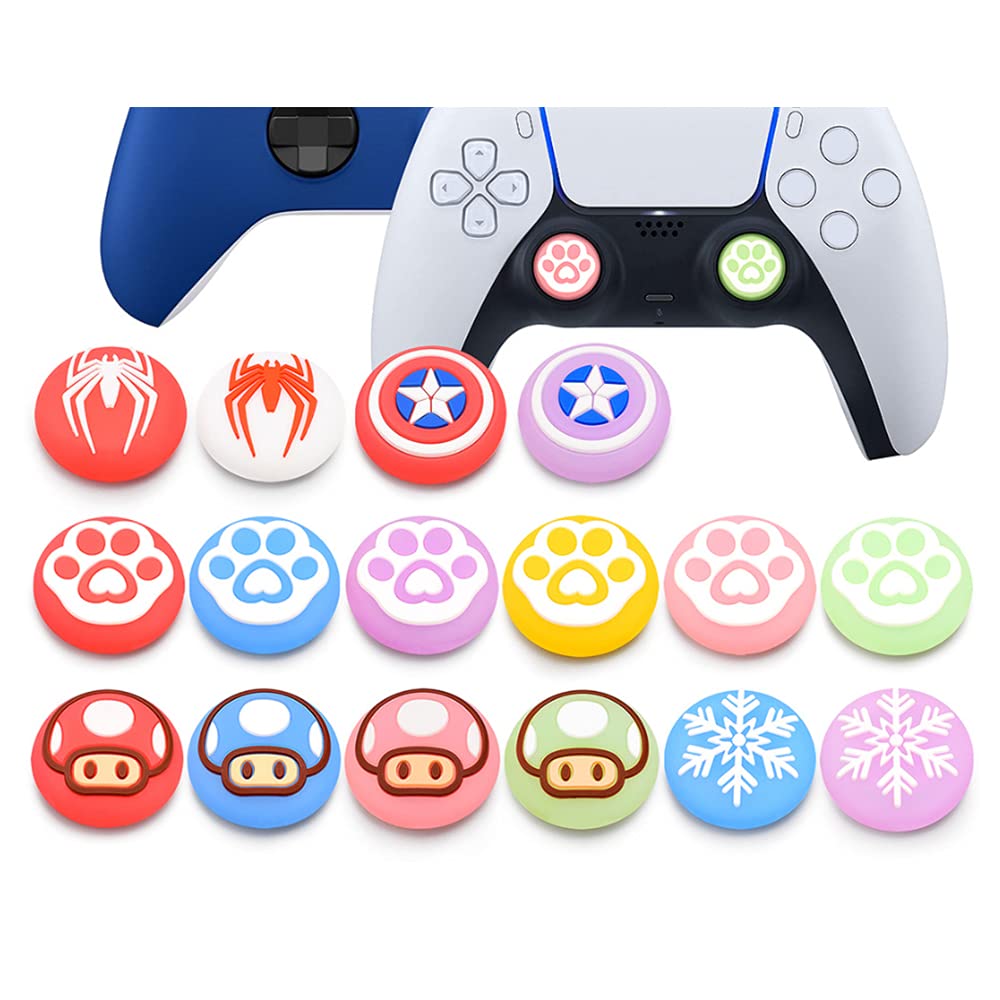 Analog Stick Joystick Rubber Silicone Cap Thumbstick Thumb Grip Cover Case Skin Joystick Grips for PS4 PS3 Xbox One Xbox 360 Controller (A # Red-Green)