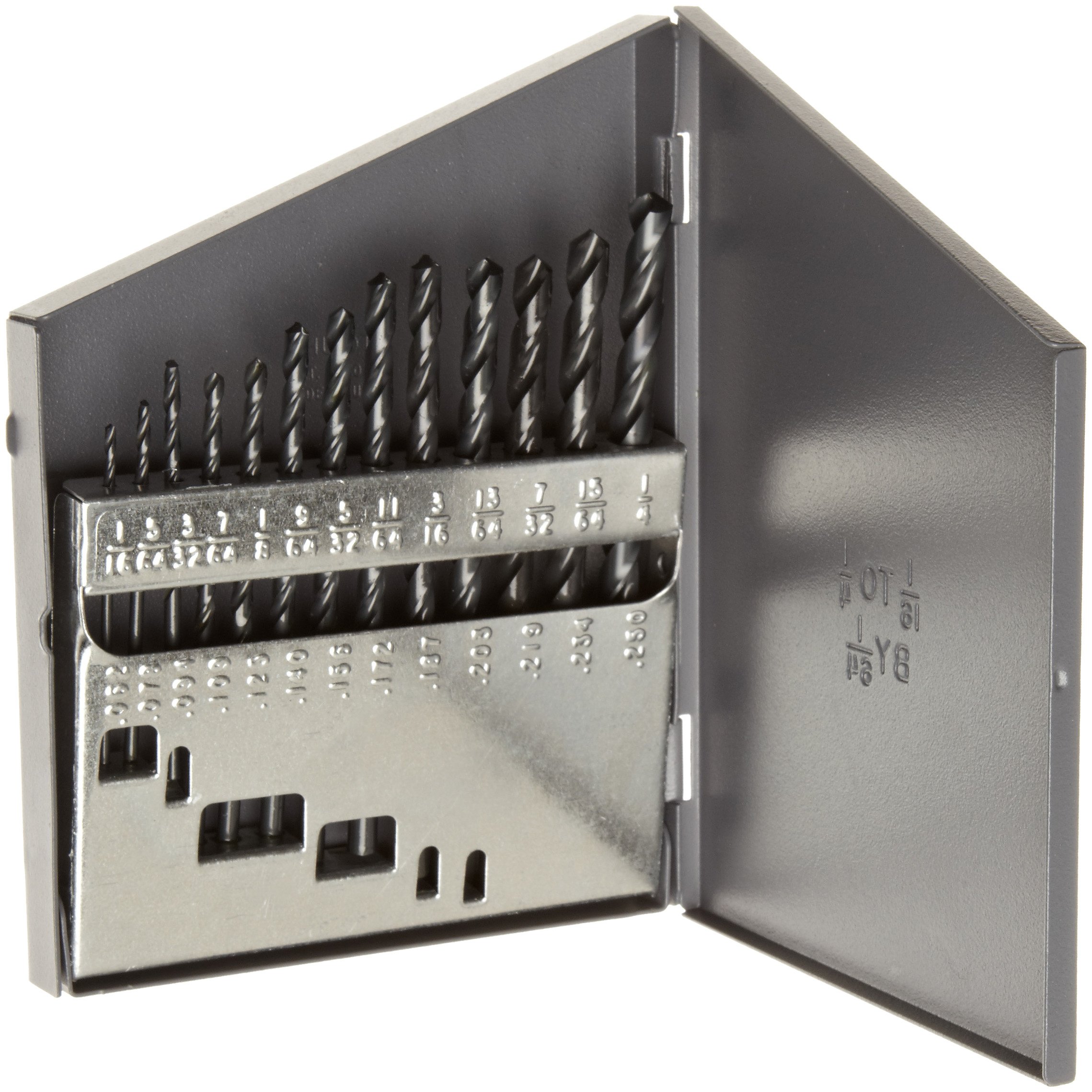 Chicago Latrobe 57711 150 Series High-Speed Steel Jobber Length Drill Bit Set with Metal Case, Black Oxide Finish, 118 Degree Conventional Point, Inch, 13-piece, 1/16" - 1/4" in 1/64" increments