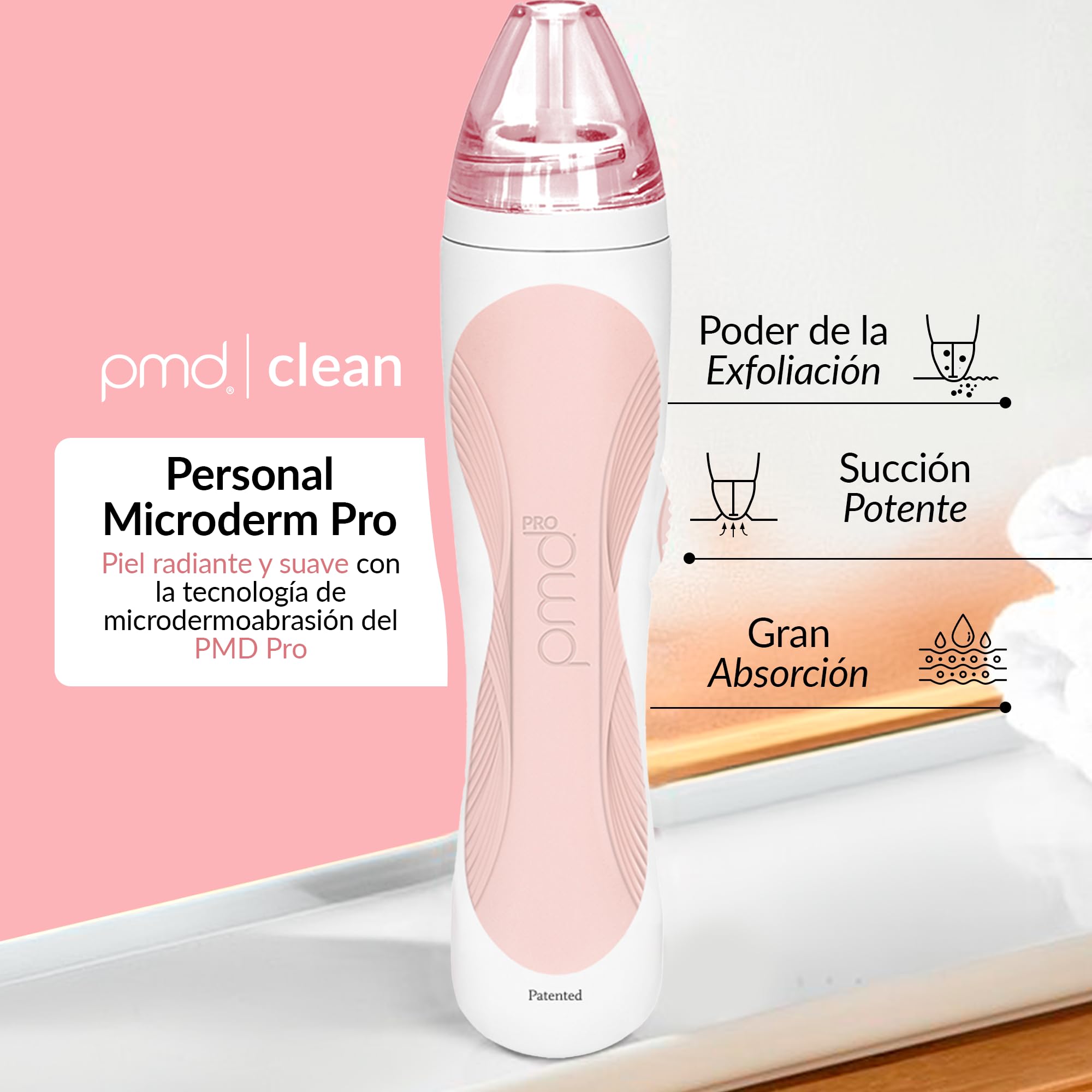 PMD Personal Microderm Pro - At-Home Microdermabrasion Machine with Kit for Face & Body -5 Piece set(Pack of 1), Blush