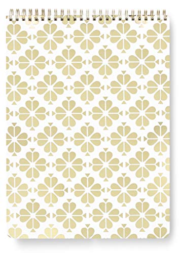 Kate Spade New York Large College Ruled Notebook, Top Spiral Notebook with 160 Pages, 11.75" x 8.5" Writing Pad, Gold Spade Floral