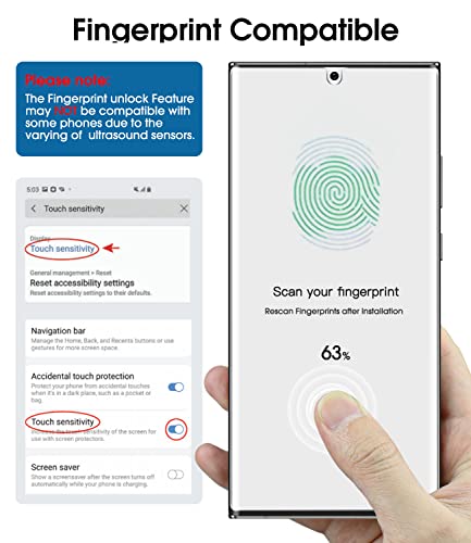 amFilm Elastic Skin Screen Protector for Samsung Galaxy S22 Ultra 5G 6.8 inch, Fingerprint ID Compatible, HD Clear, TPU Film Full Coverage, Thermoplastic Polyurethane, 2 Pack