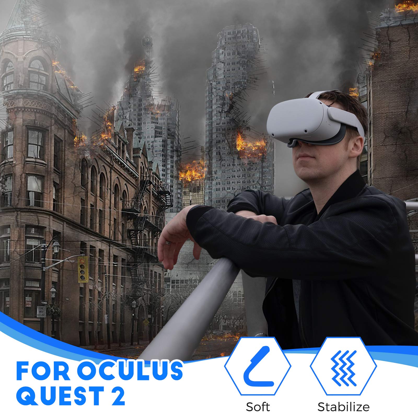 3 Pieces Eye Silicone Cover Silicone Face Covering Compatible with Oculus Quest 2 Sweatproof Lightproof Leakproof (Black, Blue, Red)
