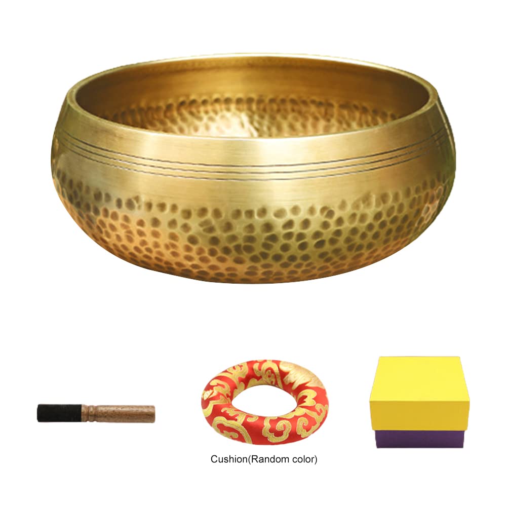 3pcs Tibetan Singing Bowl Set, Tibetan Singing Bowl with Striker & Cushion for Meditation, Prayer and Mindfulness (size:Leather stick)