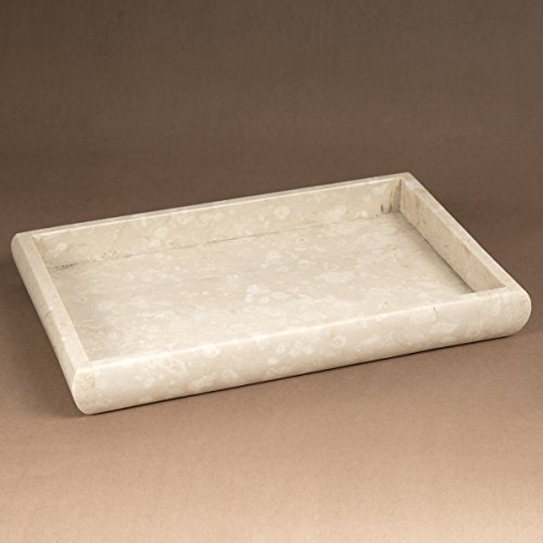 Creative Home Deluxe Genuine Marble Stone 12" L x 8" W Vanity Tray, Guest Towel Tray