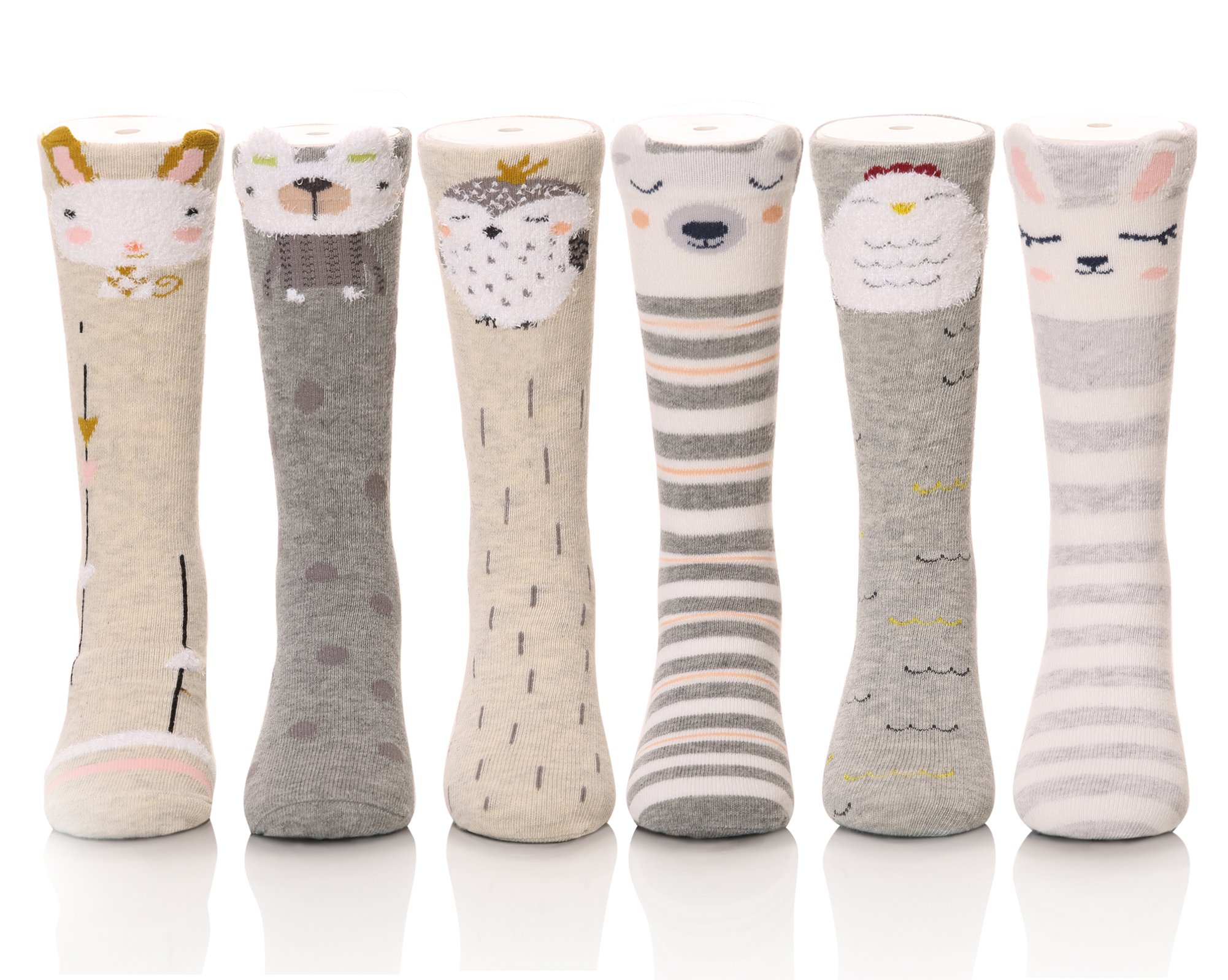 Color City Baby Knee High Socks Animal Warm Cotton Kids Toddler Boys Girls Boot Socks 1-6 Years (6 Pairs A)