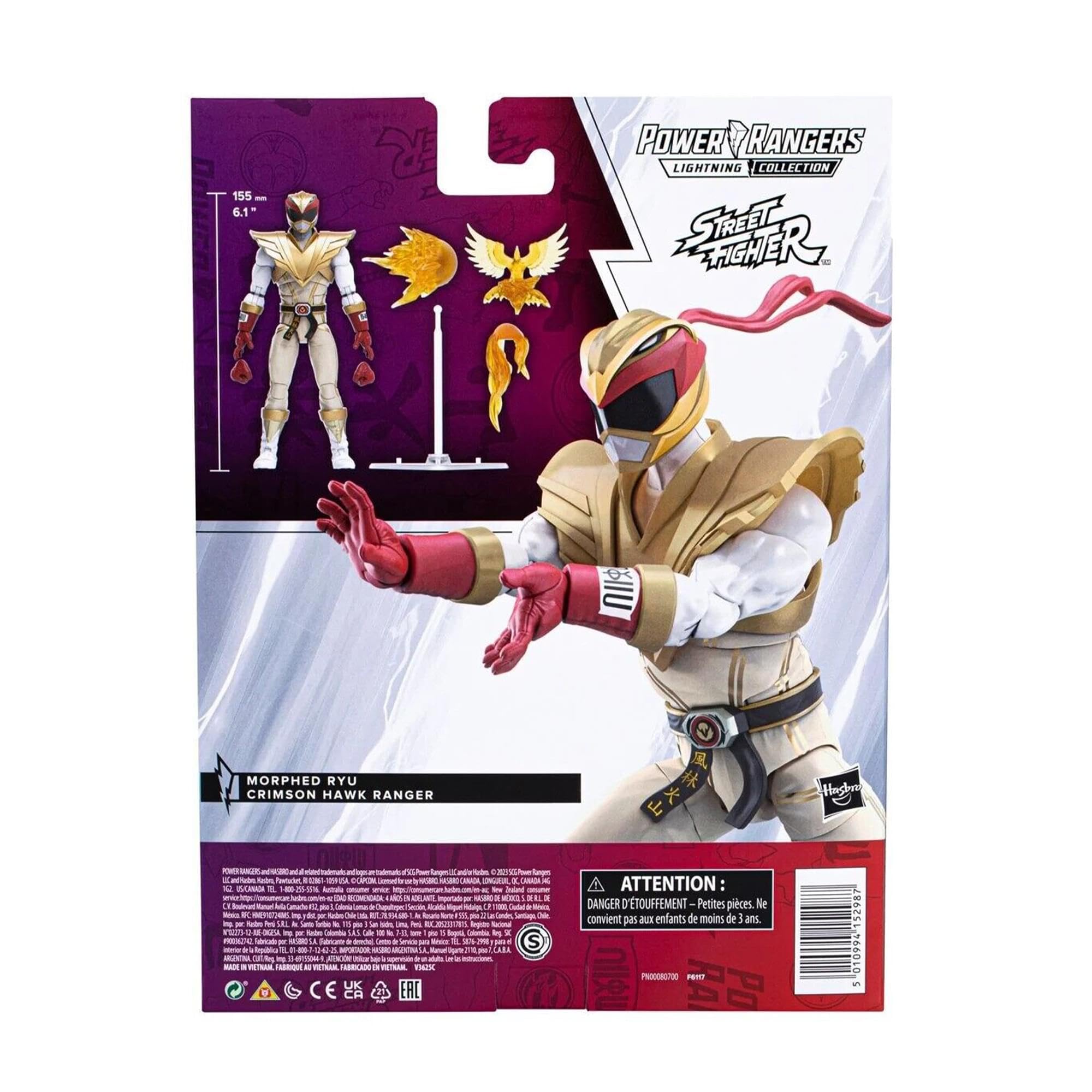 Power Rangers X Street Fighter Lightning Collection Morphed Ryu Crimson Hawk Ranger Collab Action Figure Inspired by Video Games