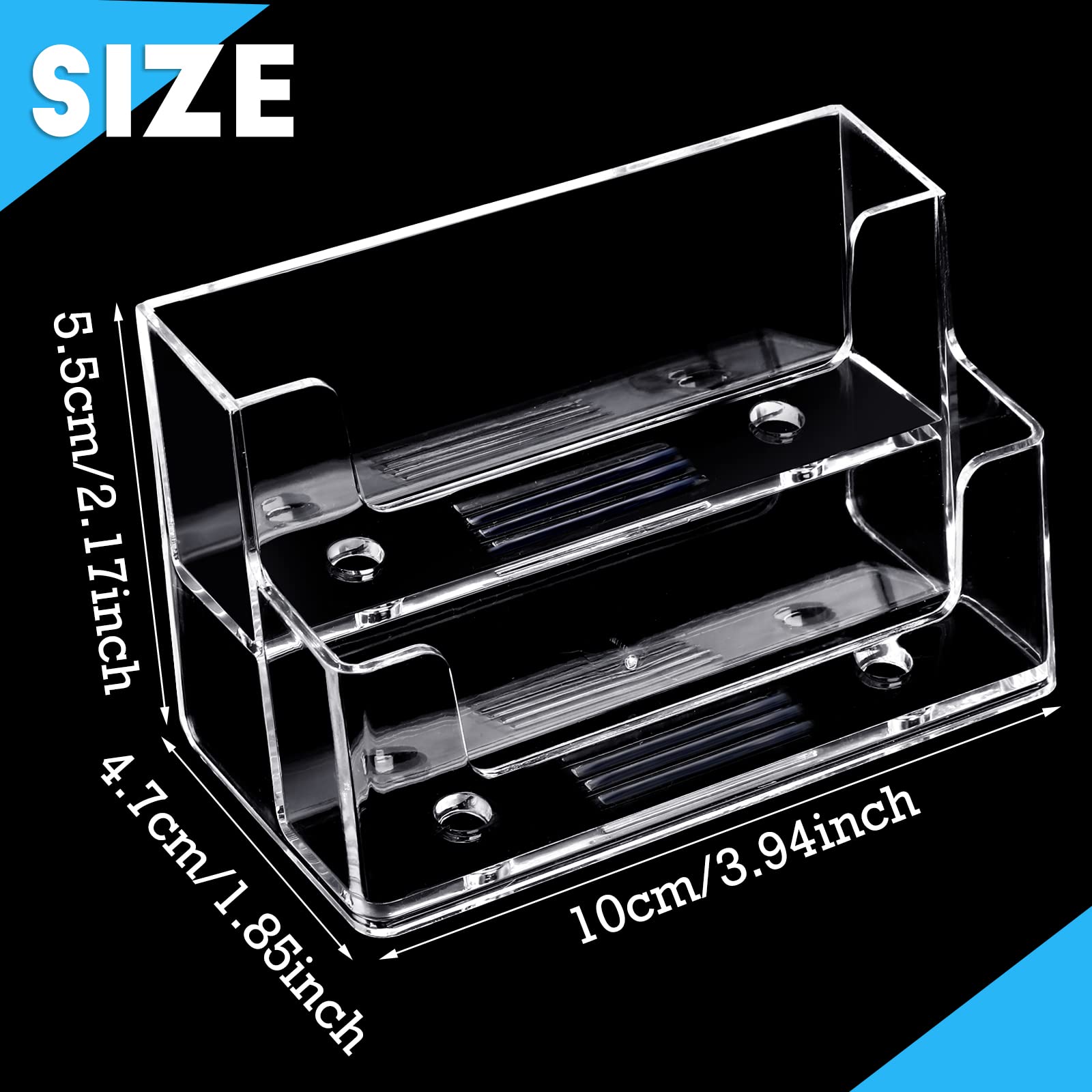 4 Pcs Acrylic Business Card Holder 2 Tiers Clear Plastic Card Stand Organizer Card Holder Display for Home Office 120 Cards Capacity