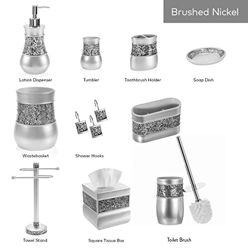 Creative Scents Countertop Towel Stand, Decorative Fingertip Towel Holder, Durable Resin Free Standing Towel Rack, for Elegant Counter Top Bathroom/Shower/Kitchen Decor (Silver)