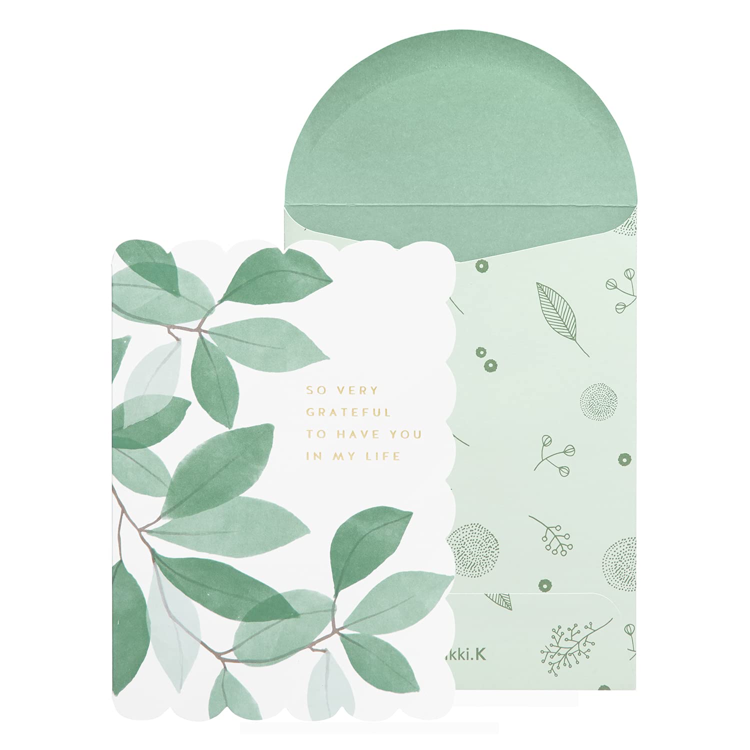 5 Pack of A6 Greeting Cards - Assorted Multi: Kindness. Five Uniquely Designed Blank Cards with Matching Envelopes. Beautiful Leaf Prints and Gold Foil Detailing by kikki.K