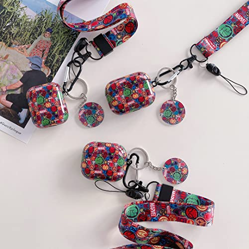 Auto Element Anime Super Hero Character Soft TPU Airpods 3rd Generatio Case,with Cartoon Anime Lanyard Keychain,Suitable Fashion Man Women Girl Airpods 3rd Case