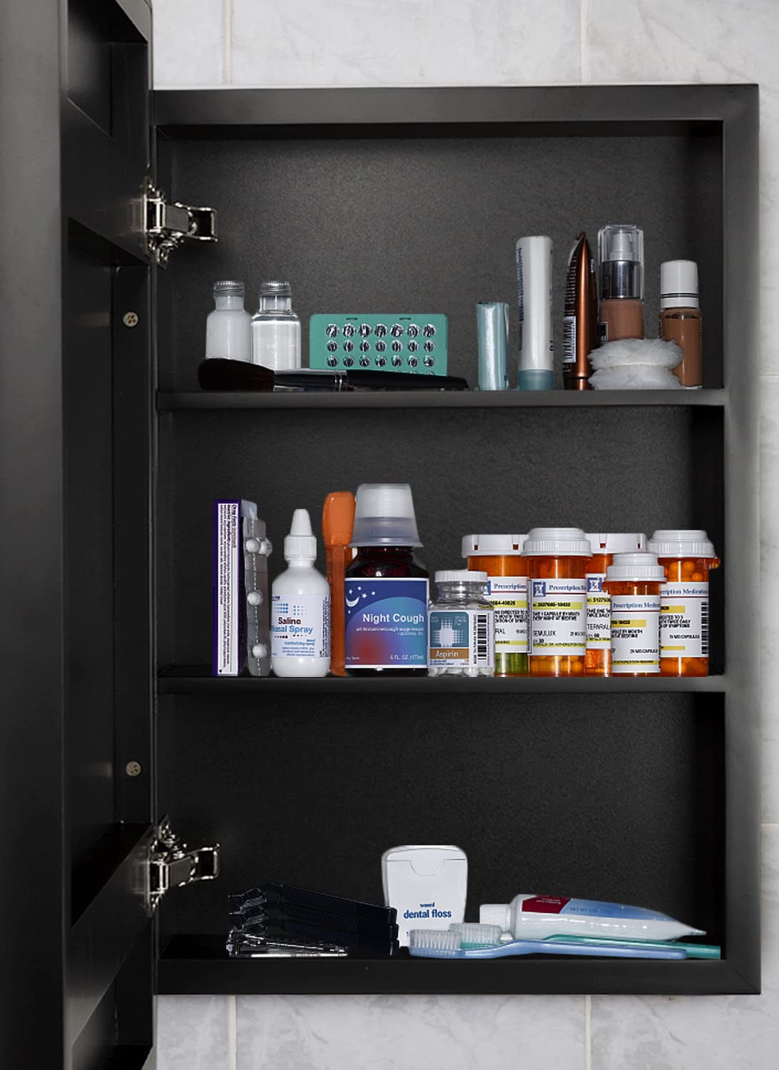 LuxyDecor Medicine Cabinets Mirror Modern Wall Mounted Mirror Cabinet Solid Wood with Storage 24" x 16" (Brown)