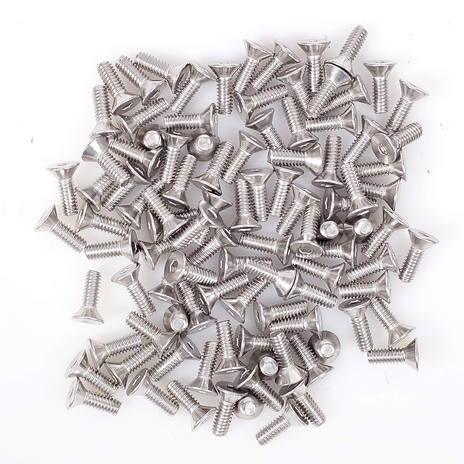 KINJOEK 100 Packs 1/4-20 x 3/4 Inch Flat Head Socket Cap Screws, Allen Hex Socket Drive Countersunk Bolts, 304 Stainless Steel 18-8, Full Thread, Bright Finish, Heavy Duty Hexagon Machine Screw