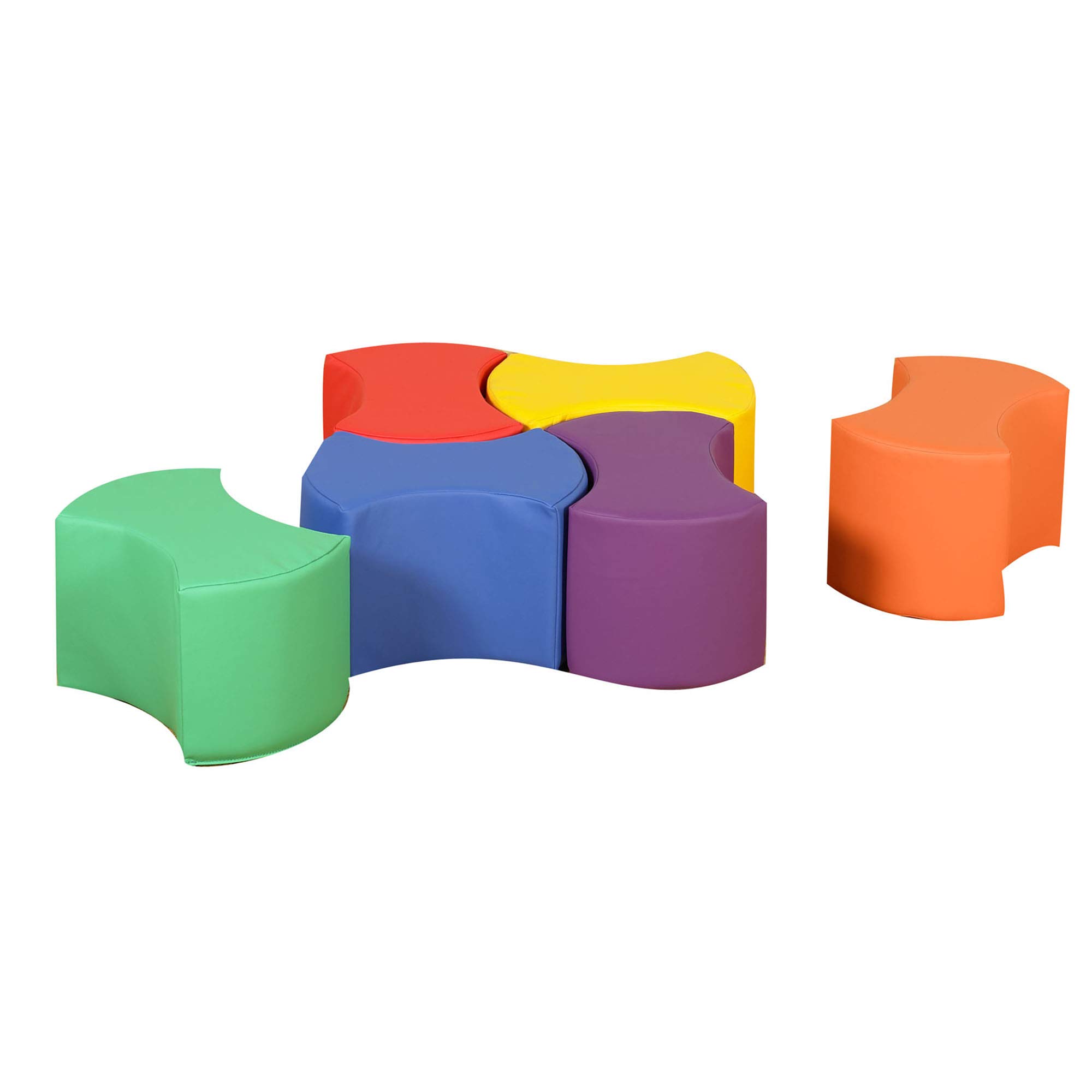 Children's Factory Soft Touch Bowtie Set-6, Rainbow, CF805-010, Preschool Kids Chairs, Flexible Daycare or Nursery Toddler, 10”H Classroom Seats