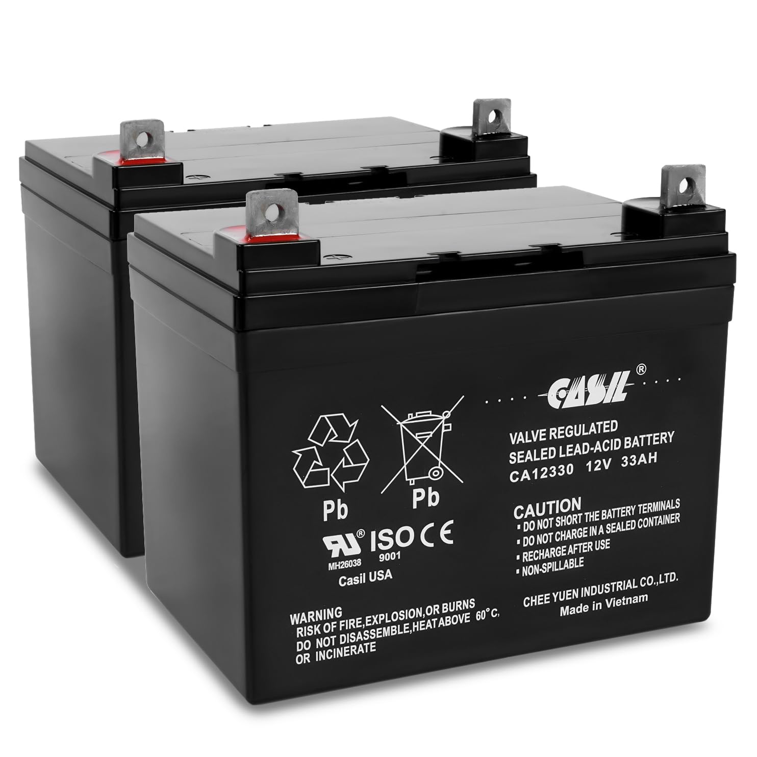 Casil 12V 33Ah Replacement Battery Compatible with Golden Technology Companion Scooter Bug Regent GRV Driver Iron Remote Caddy GTO SL050 Slide Gate Operator SW100 Swing Ibis XP 2 Pack