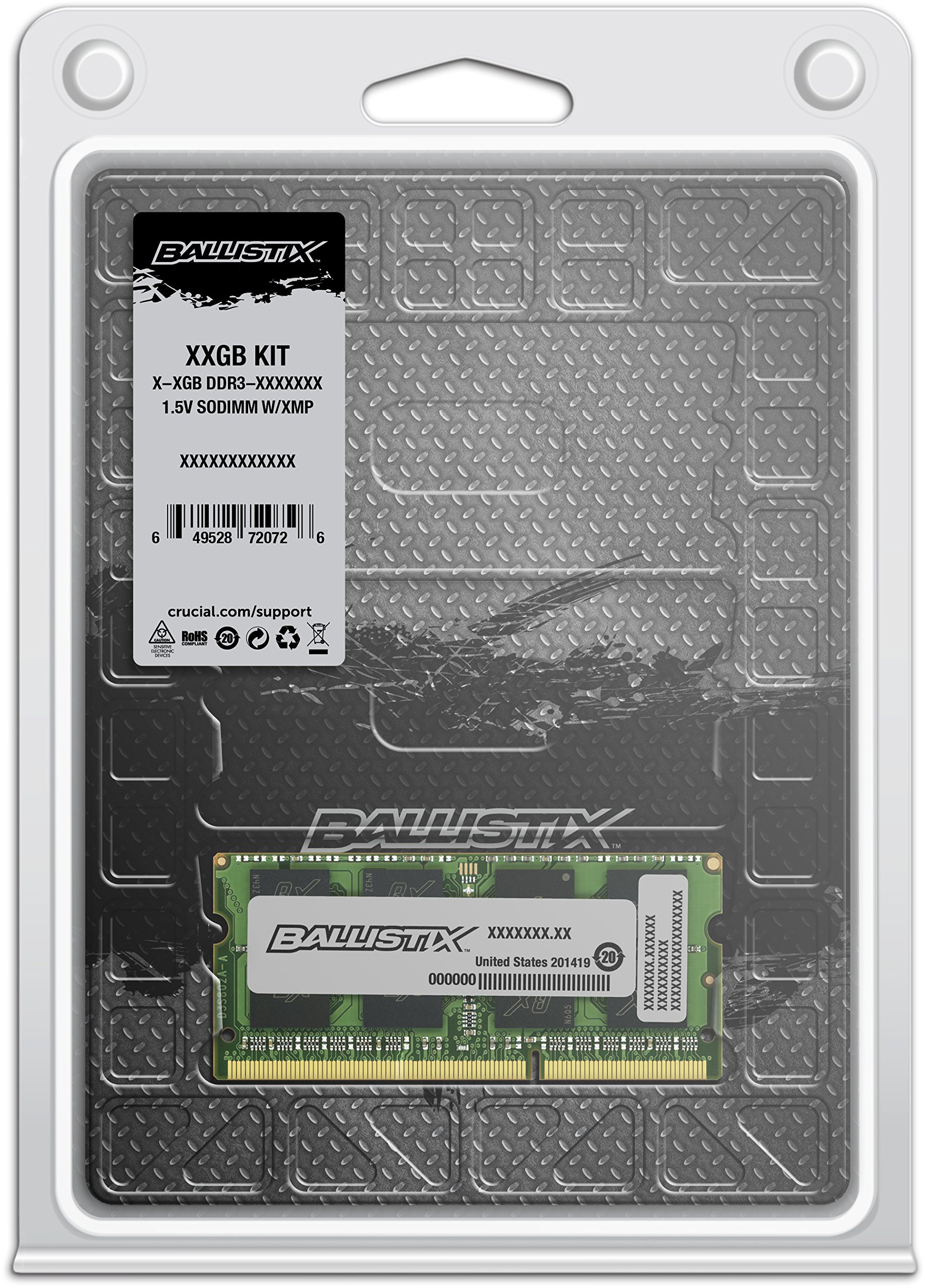 Ballistix Sport 8GB Single DDR3 1866 MT/s (PC3-12800) SODIMM 204-Pin Memory - BLS8G3N18AES4