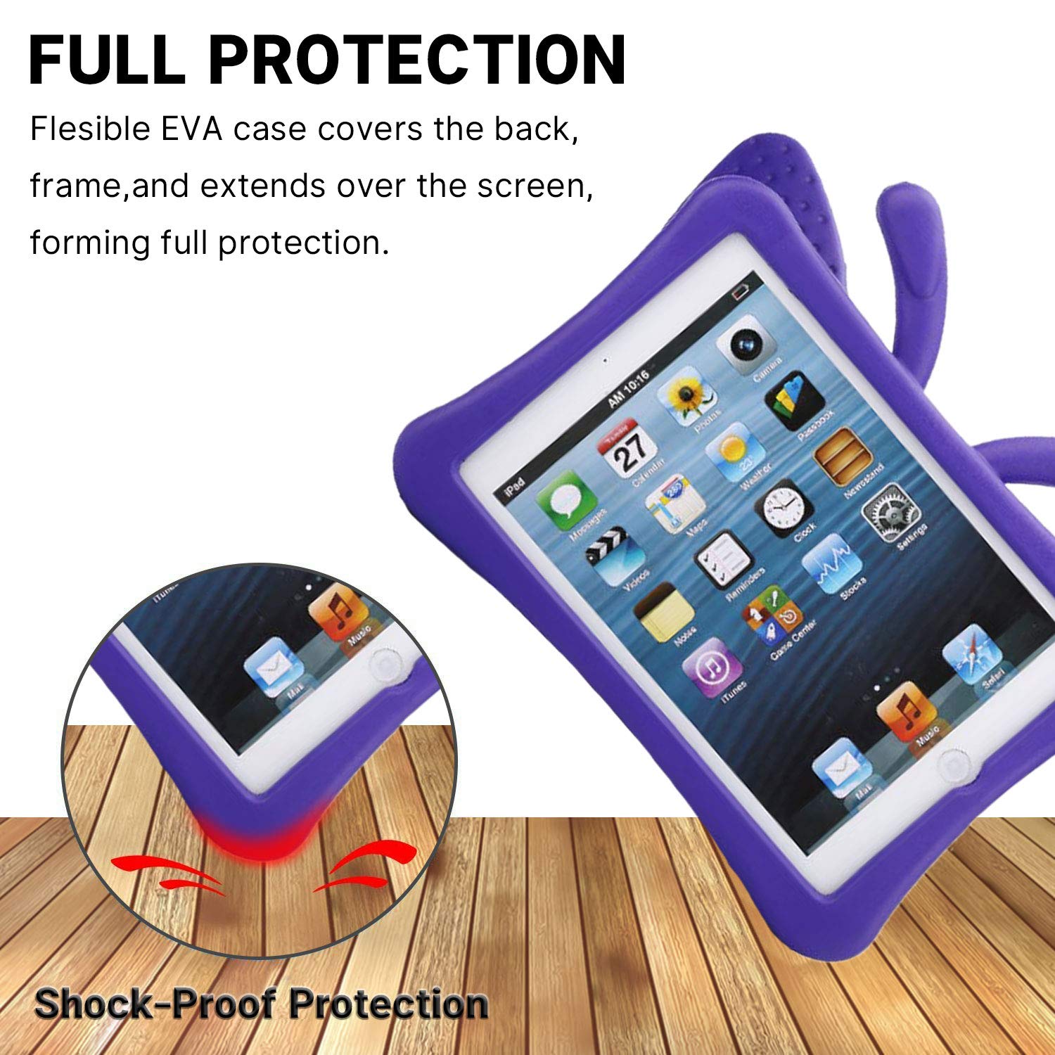Simicoo iPad 7 8 9 10.2 Kids Case 3D Cute Butterfly 10.2 inch ipad 9th 8th Generation Tablet Case For Kids Girls Light weight EVA Foam Stand Shockproof Rugged Heavy Duty Kid Friendly iPad Cover Purple