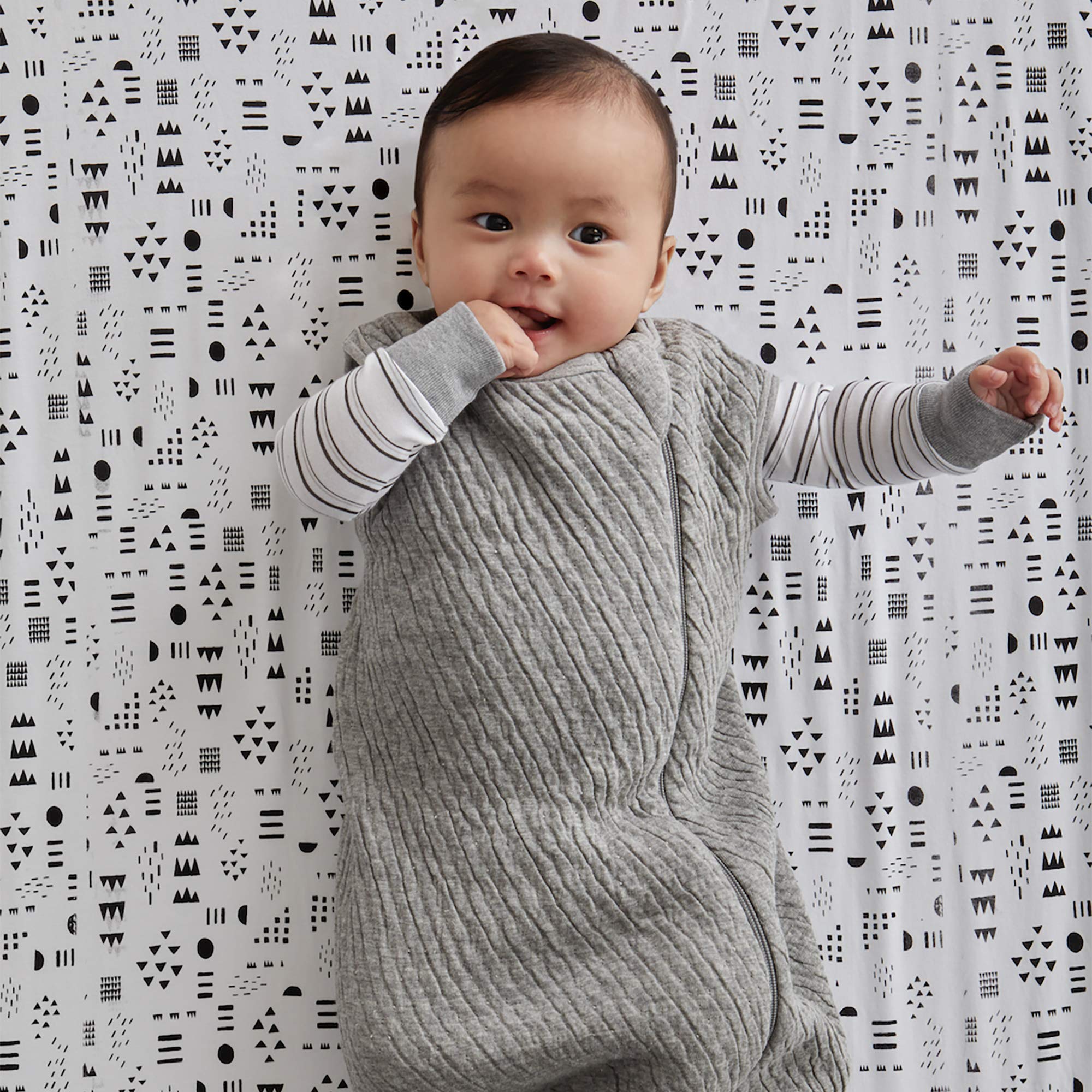 HonestBaby unisex baby Organic Cotton Matelasse Wearable Blanket, Gray Heather, Small US