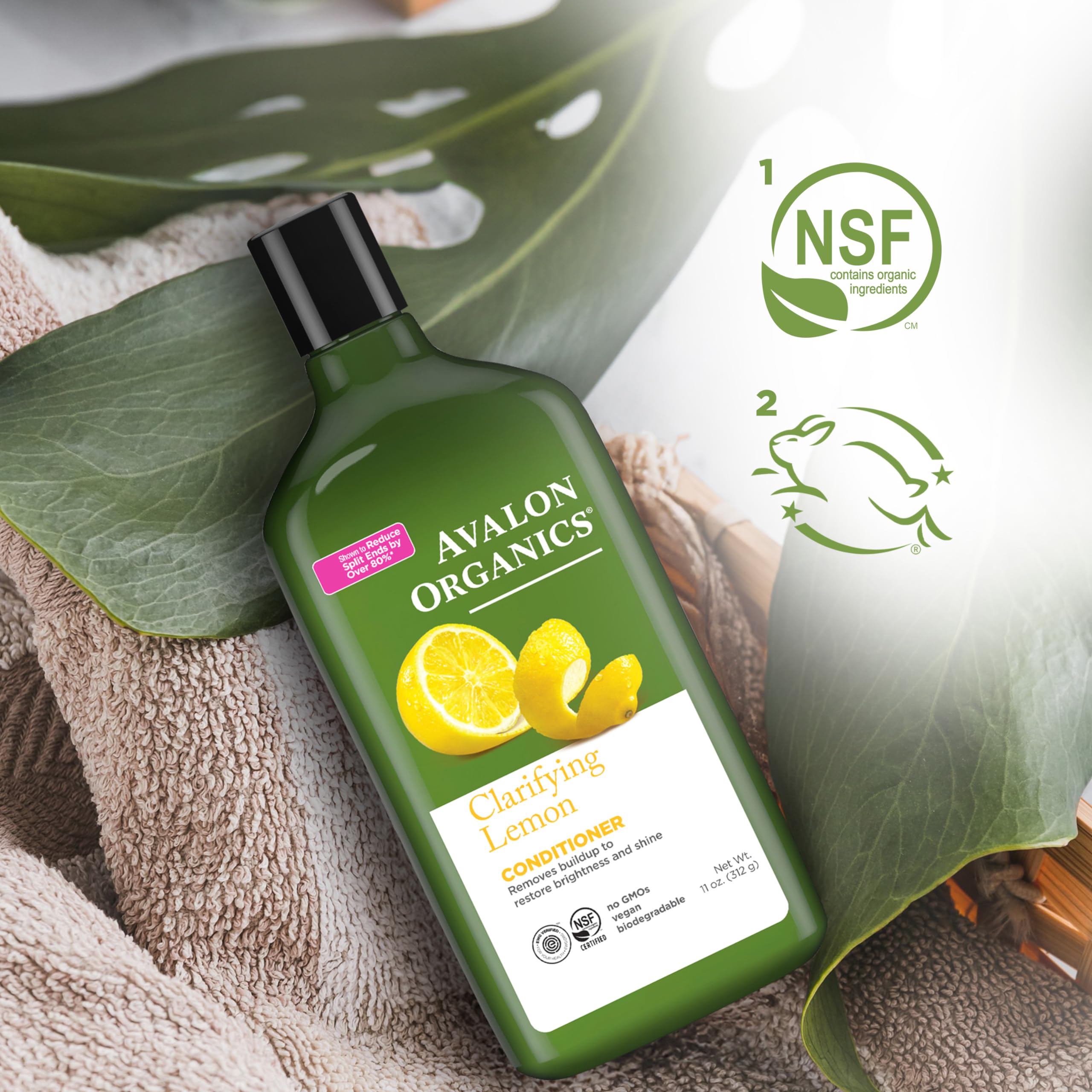 Avalon Organics Clarifying Lemon Conditioner, Removes Buildup to Restore Brightness and Shine, 11 Fluid Ounces