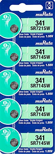 Murata 341 Battery SR714SW 1.55V Silver Oxide Watch Button Cell (5 Batteries)