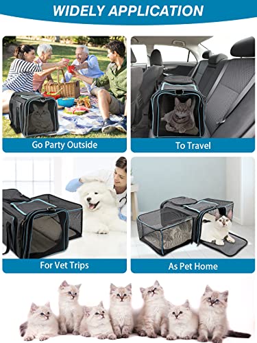 Cat Carrier, WHDPETS Large Pet Carrier with Wheels, Expandable Soft-Sided Cat Collapsible Carrier with 2 Large Extensions for Cats, Puppy and Small Animals