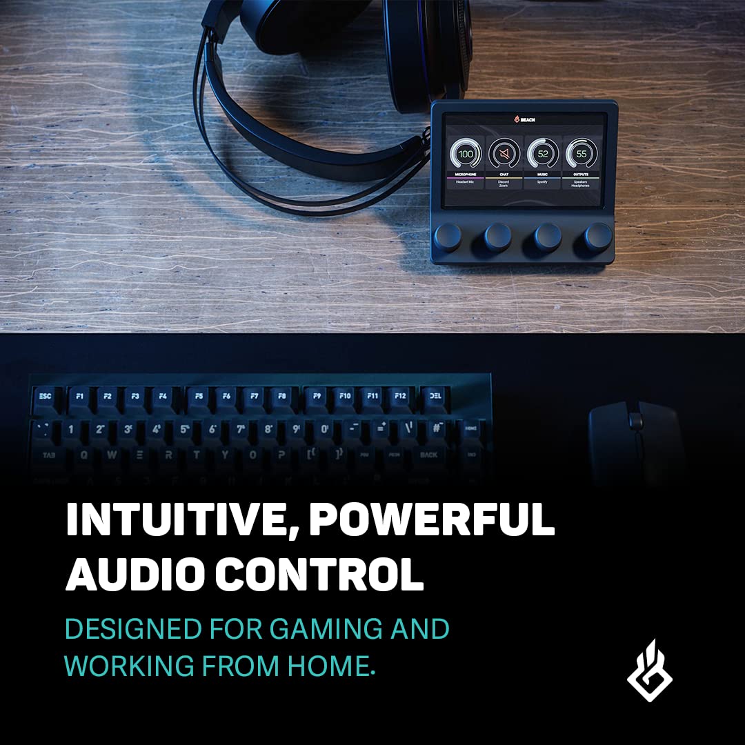 BEACN Mix USB C Audio Controller | Windows and MacOS Audio Mixer for Gaming or Work| 4-Channel Audio Control with 5" Full-Color Display & Precision Knobs | Drag-and-Drop Customization (Dark)
