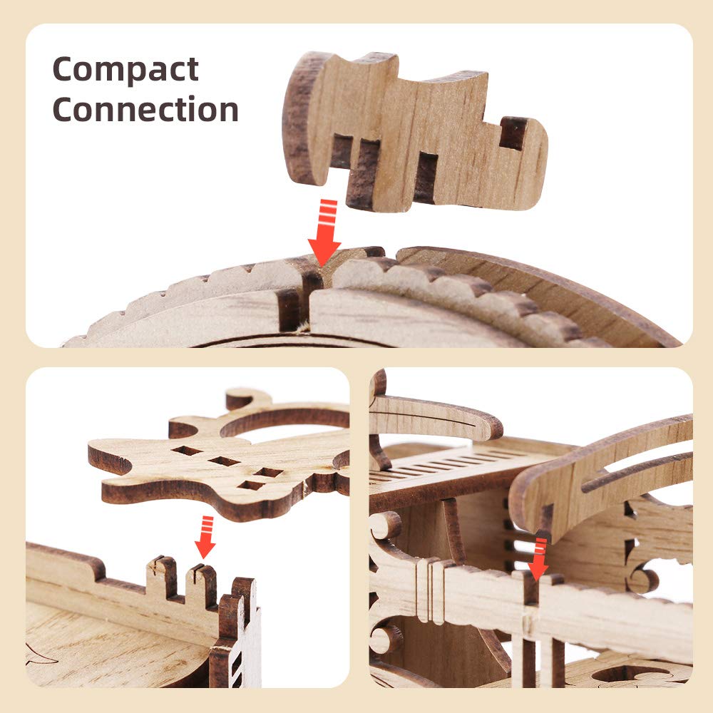 nicknack 3D Wooden Puzzle for Adults, Model Building Puzzle - Tower Clock, Light