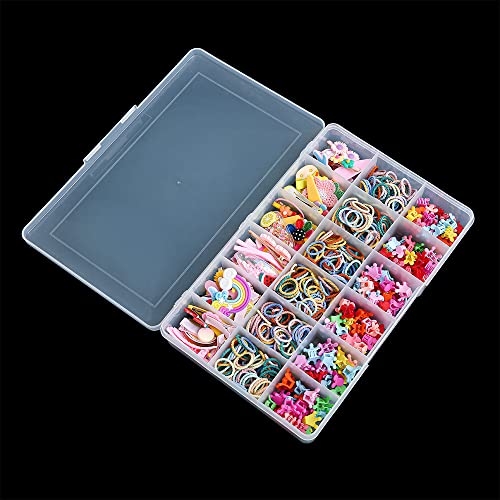 BangQiao 2 Pack Fixed 18 Grids Clear Plastic Compartment Container Case, Transparent Organizer Storage Divider Box with Lid for Bead, Button, Hardware, Screw, Sewing Kit, Craft Supplies