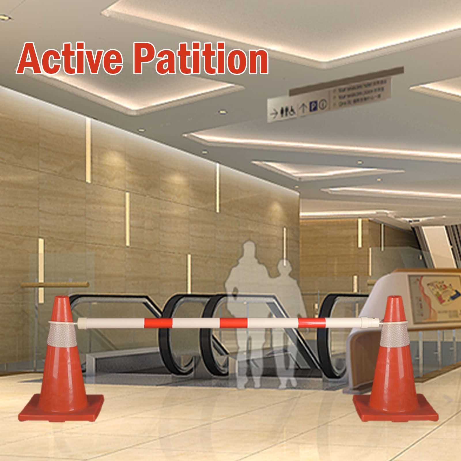 6 Pack Retractable Traffic Cone Bar from 4ft to 7.2ft, Expandable Safety Cone Bars for Parking Lots,Barricade for Road Construction
