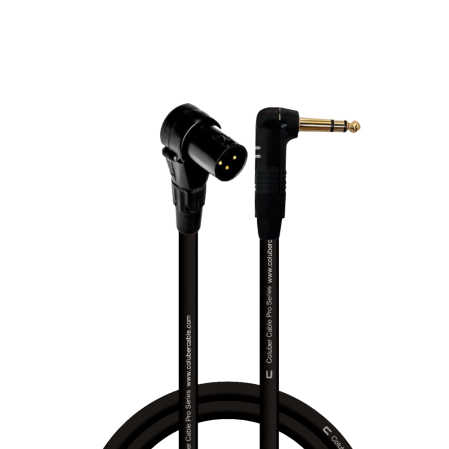COLUBER CABLE Right Angle XLR Male to Right Angle 1/4" TRS - 5 Feet - Black - Pro 3-Pin Microphone Connector for Powered Speakers, Audio Interface or Mixer for Live Performance & Recording
